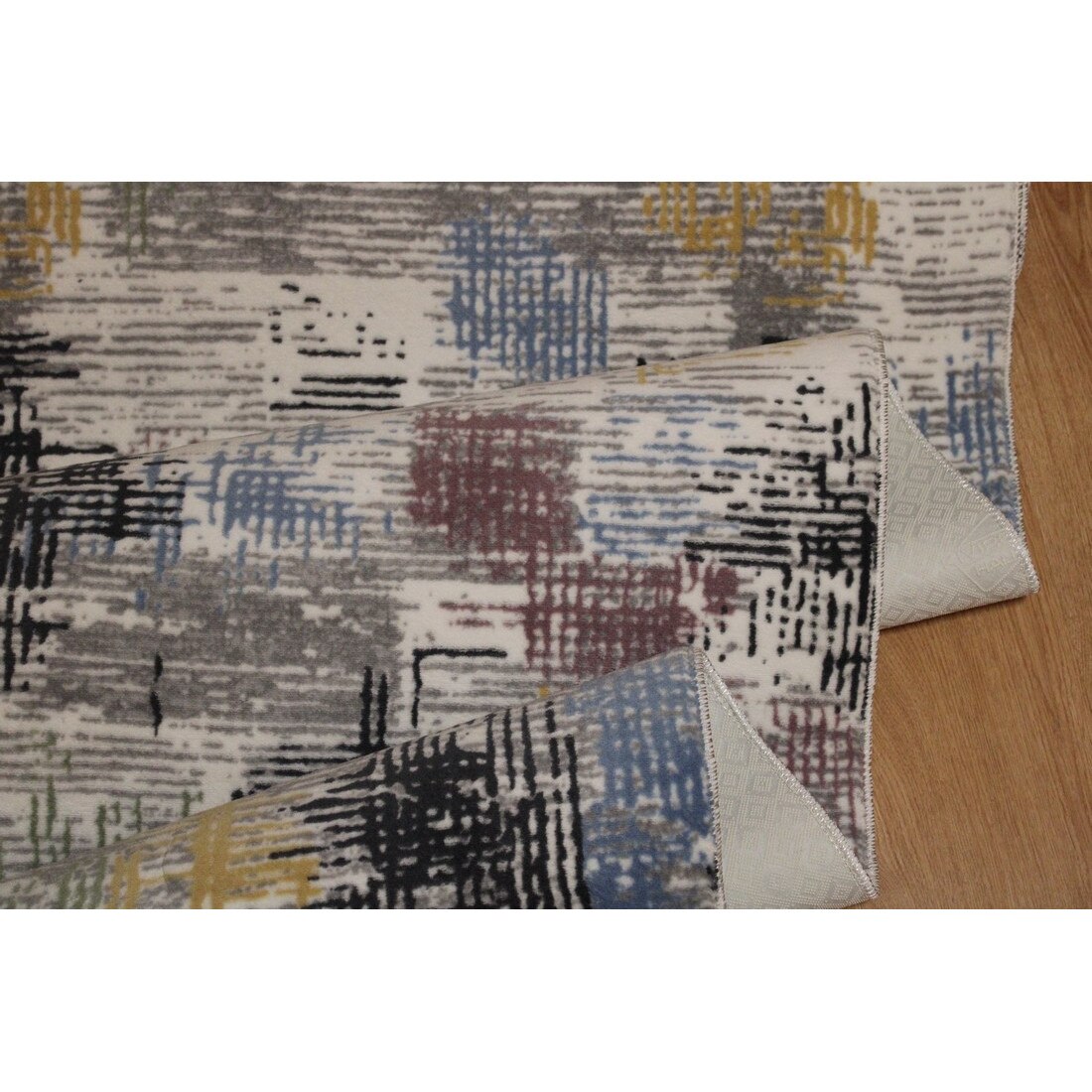 Covor Antiderapant cu Linii, Multicolor, Poliester, 200 x 300 cm - eMAG.ro