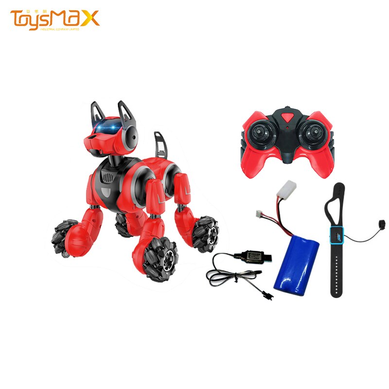 Robot inteligent cu telecomanda, Stunt dog, Rotire 360 grade, Rosu, 6 ...