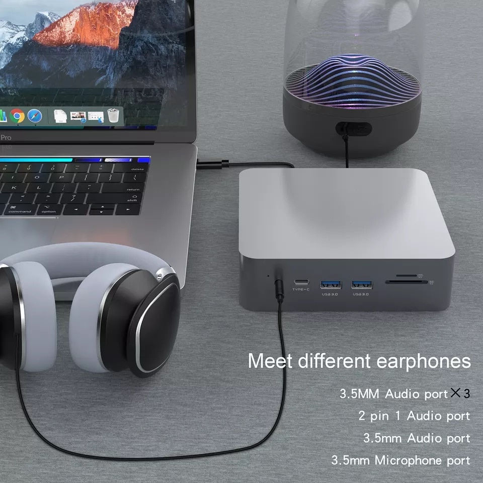 Docking Station USBC 18 porturi 100W, RikBo®, 1 x 1000Mbps Gigabit ...