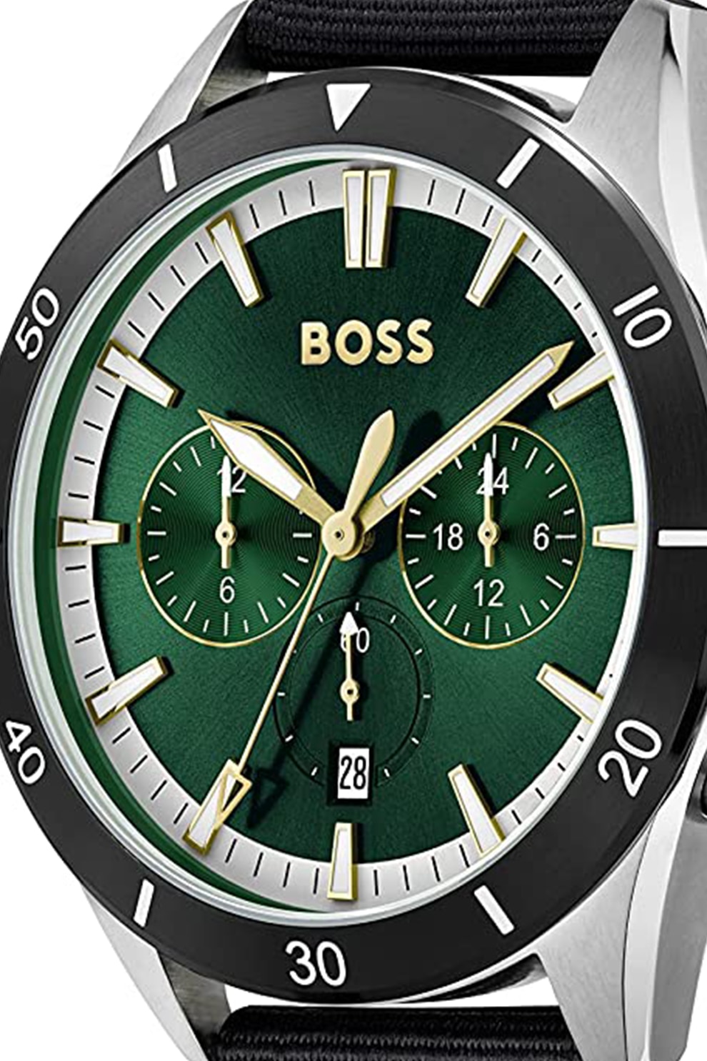 BOSS, Ceas cronograf cu o curea din material textil, Negru - eMAG.ro