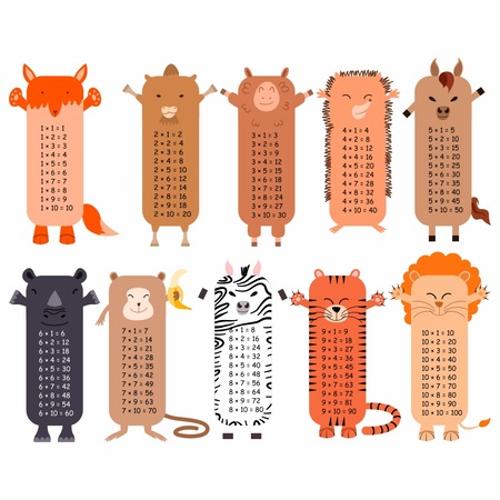 Set 2 stickere tabla inmultirii, Priti Global, cu animale salbatice ...