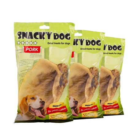 Pachet 3 x Recompensa pentru caini, Snacky Dog, Ureche de Porc, Bogata ...