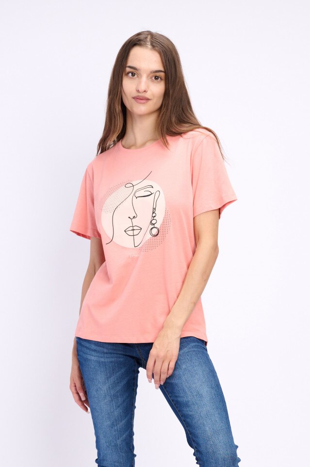 Tricou dama, Timeout, imprimeu artistic, roz - eMAG.ro