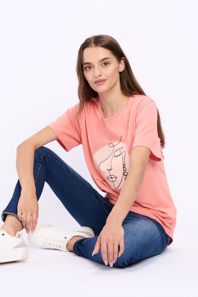 Tricou dama, Timeout, imprimeu artistic, roz - eMAG.ro
