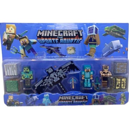 Set 4 figurine si 6 accesorii tip Minecraft, 45 cm, 3 ani+ - eMAG.ro