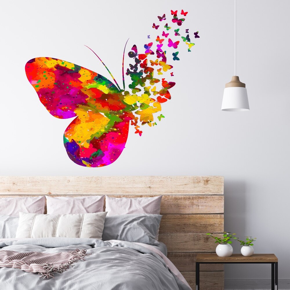 Sticker perete cu fluture, Priti Global, pictat, multicolor, 66x60 cm ...