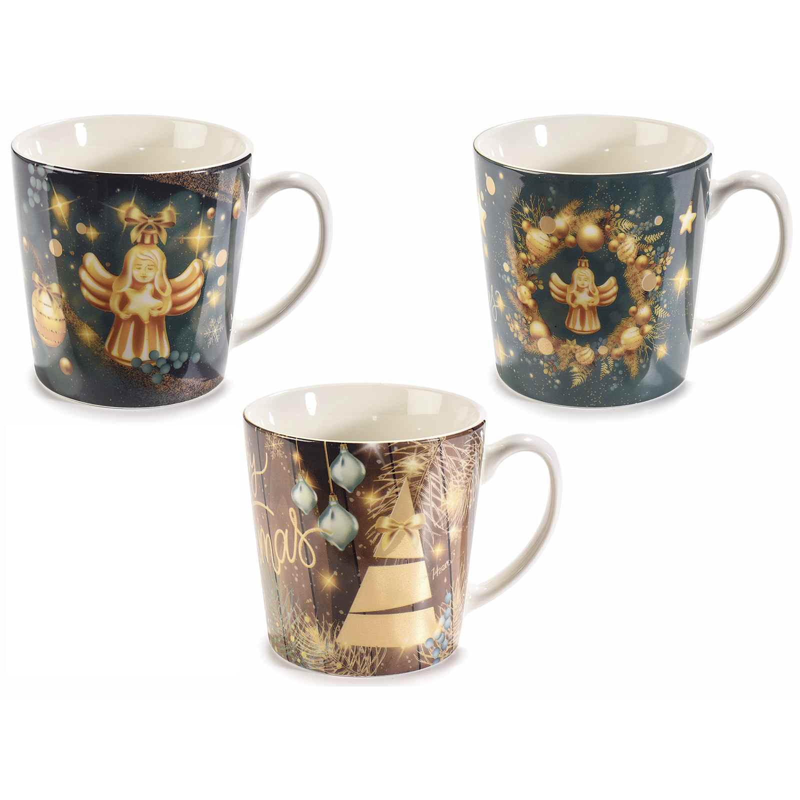 Set 3 cani portelan Inger 10x10 cm - eMAG.ro