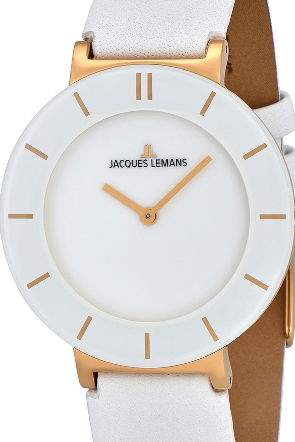 Jacques Lemans, Ceas rotund in doua nuante, Alb - eMAG.ro