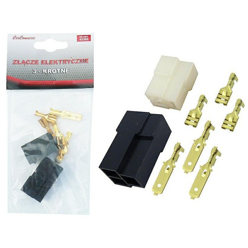 Conector cub priza auto, Carcommerce, 3 pini/3 cai, Negru/Auriu - eMAG.ro