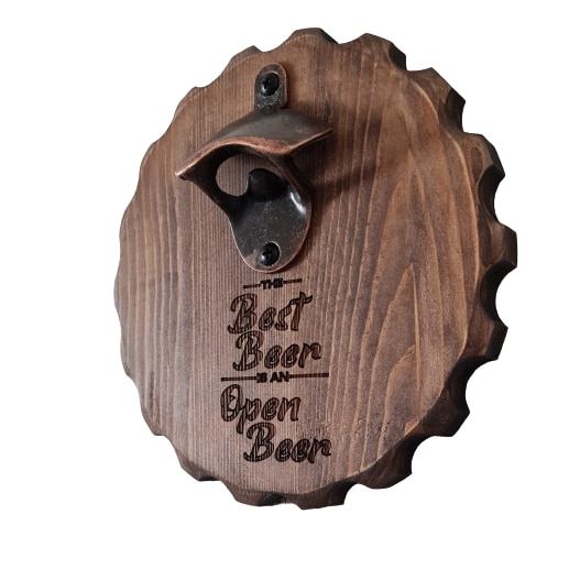 Desfacator sticle cu magnet pentru capace, diametru 18cm, lemn - eMAG.ro