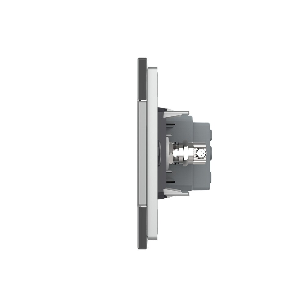 Priza simpla din rama de sticla Schuko cu TV Livolo, Gri, VL-C9C1EU1V ...