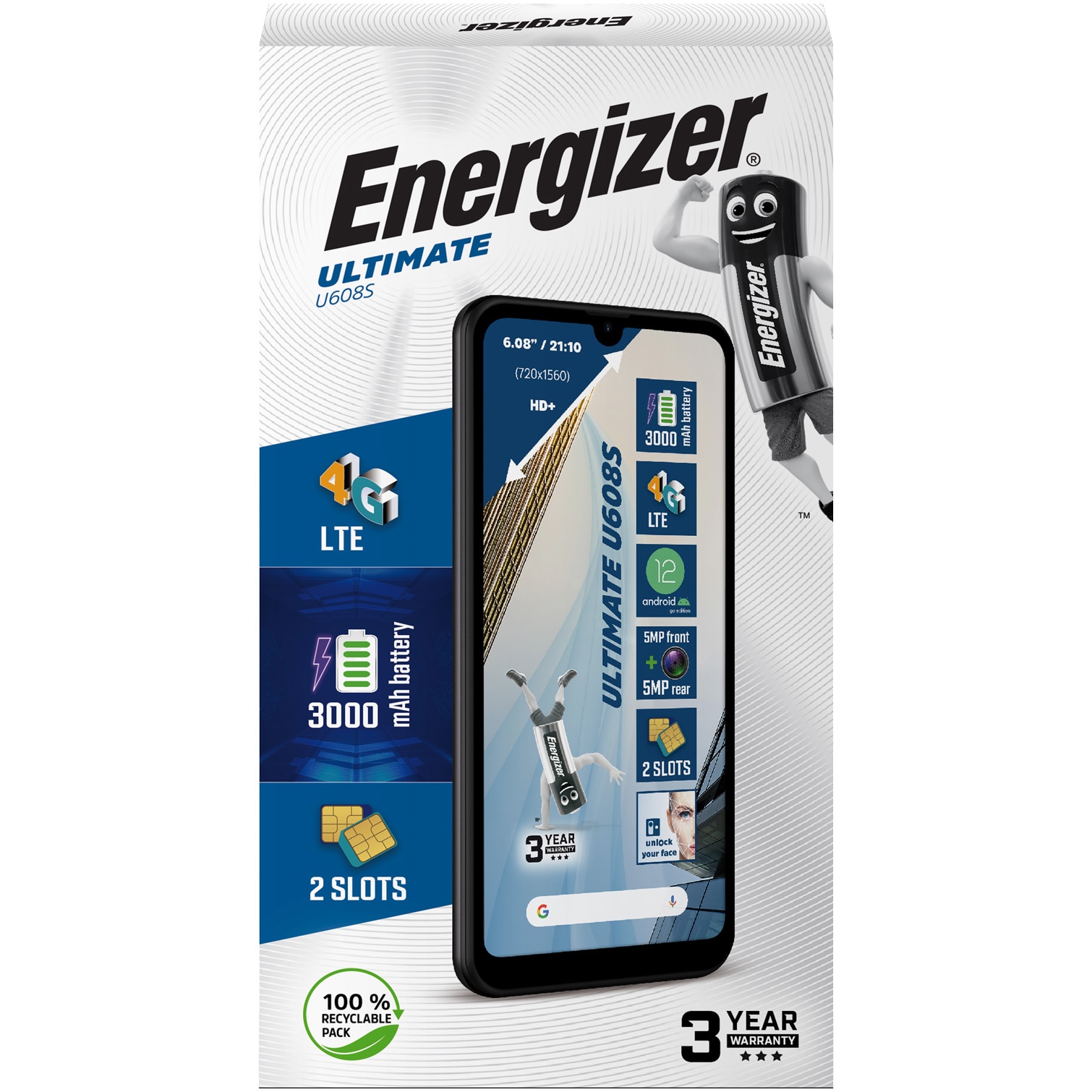 Telefon Mobil Energizer U608S, 4G, Negru - eMAG.ro
