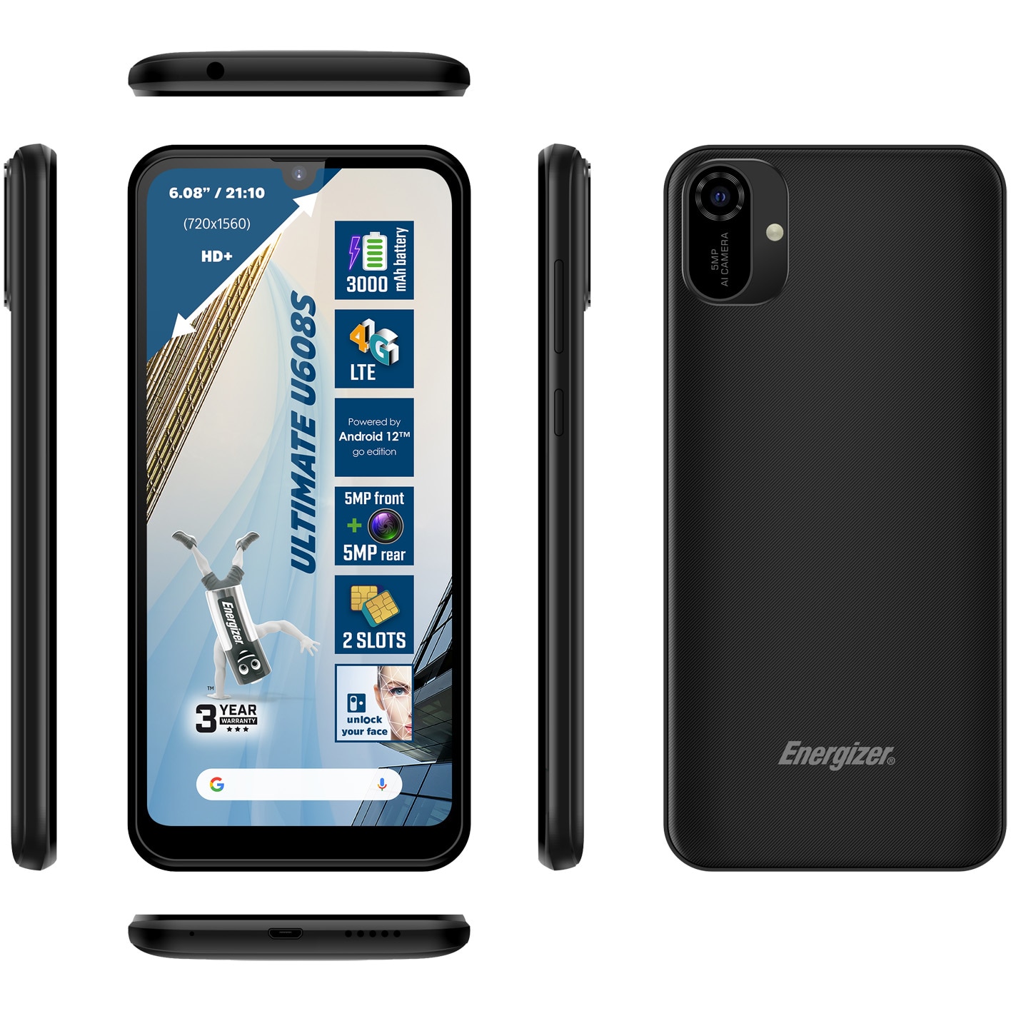 Energizer U608S mobiltelefon, 4G, fekete - eMAG.hu