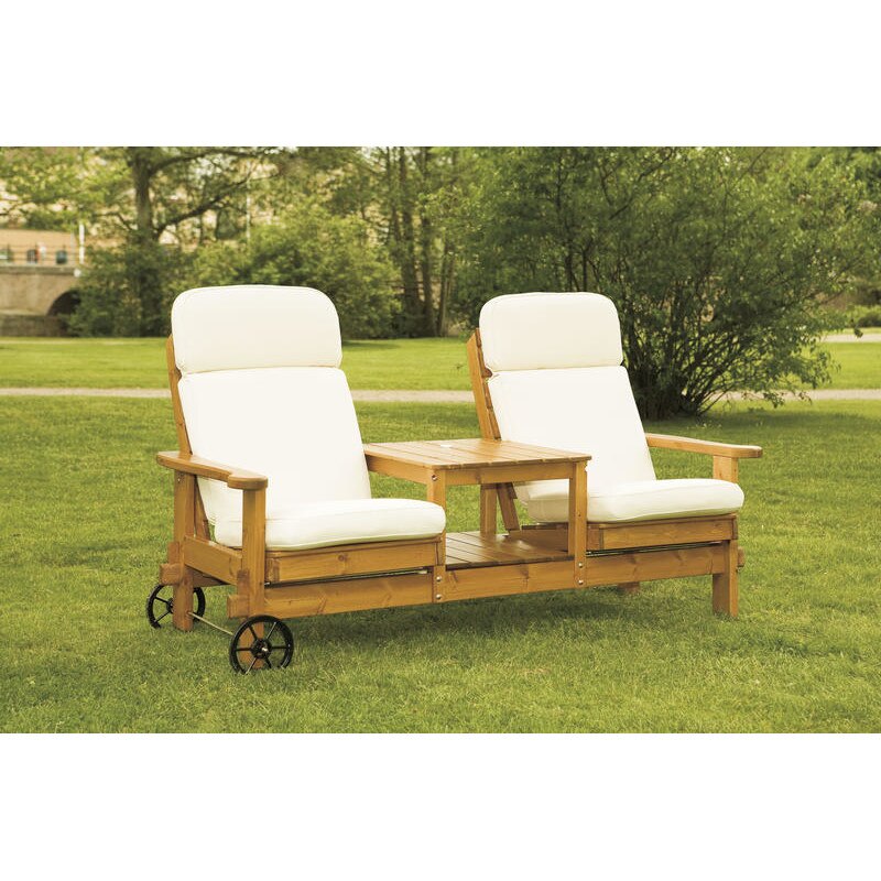 Set mobilier de gradina de doua persoane, culoarea bej, 191x85x98 cm ...