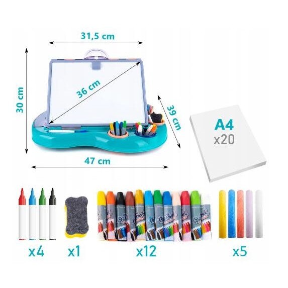 Tablita de scris pentru copii, Zola®, cu accesorii incluse si coli albe ...