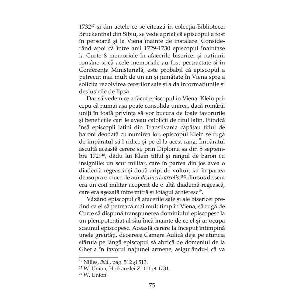 Din istoria romanilor. Episcopul Ioan Inocentiu Klein (1728-1751 ...