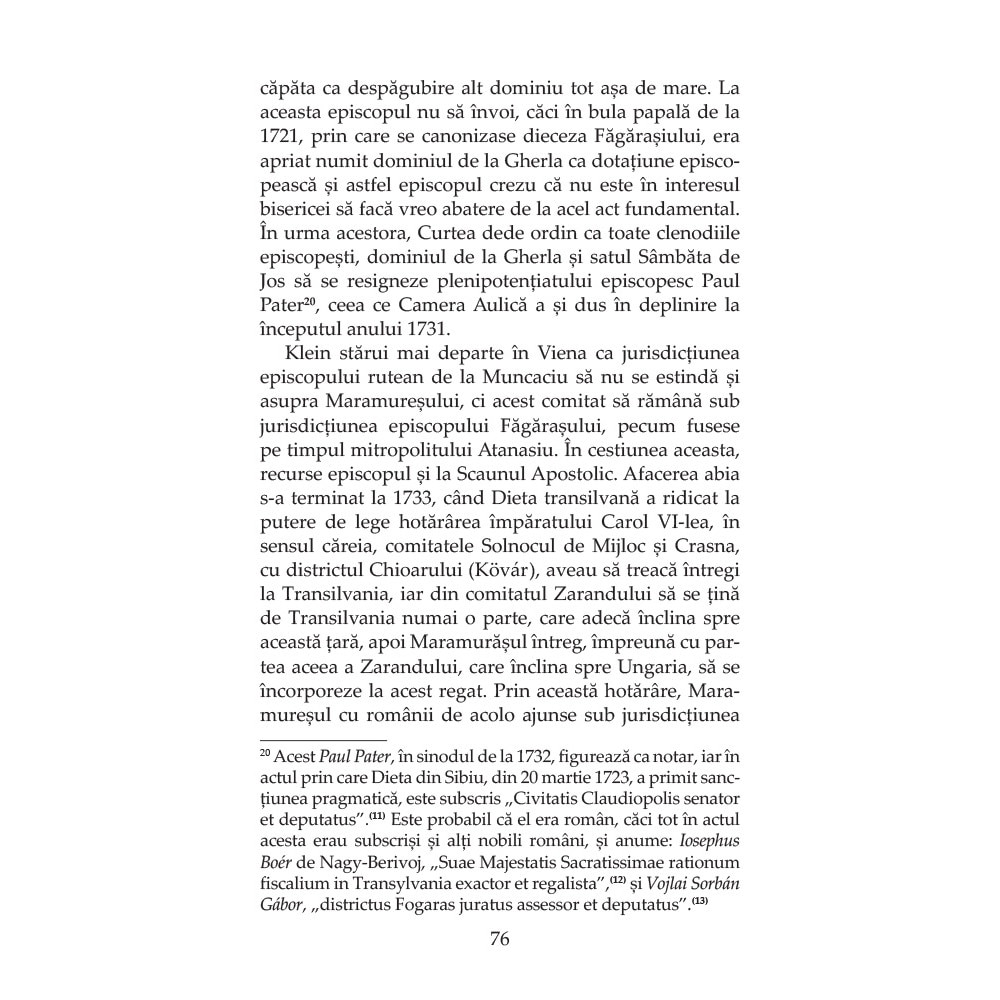 Din istoria romanilor. Episcopul Ioan Inocentiu Klein (1728-1751 ...