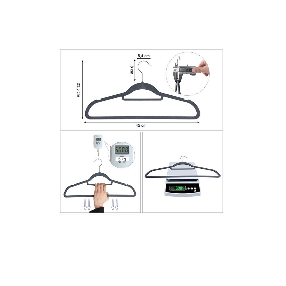 Set 20 Umerase din velur, pentru haine, gri - eMAG.ro