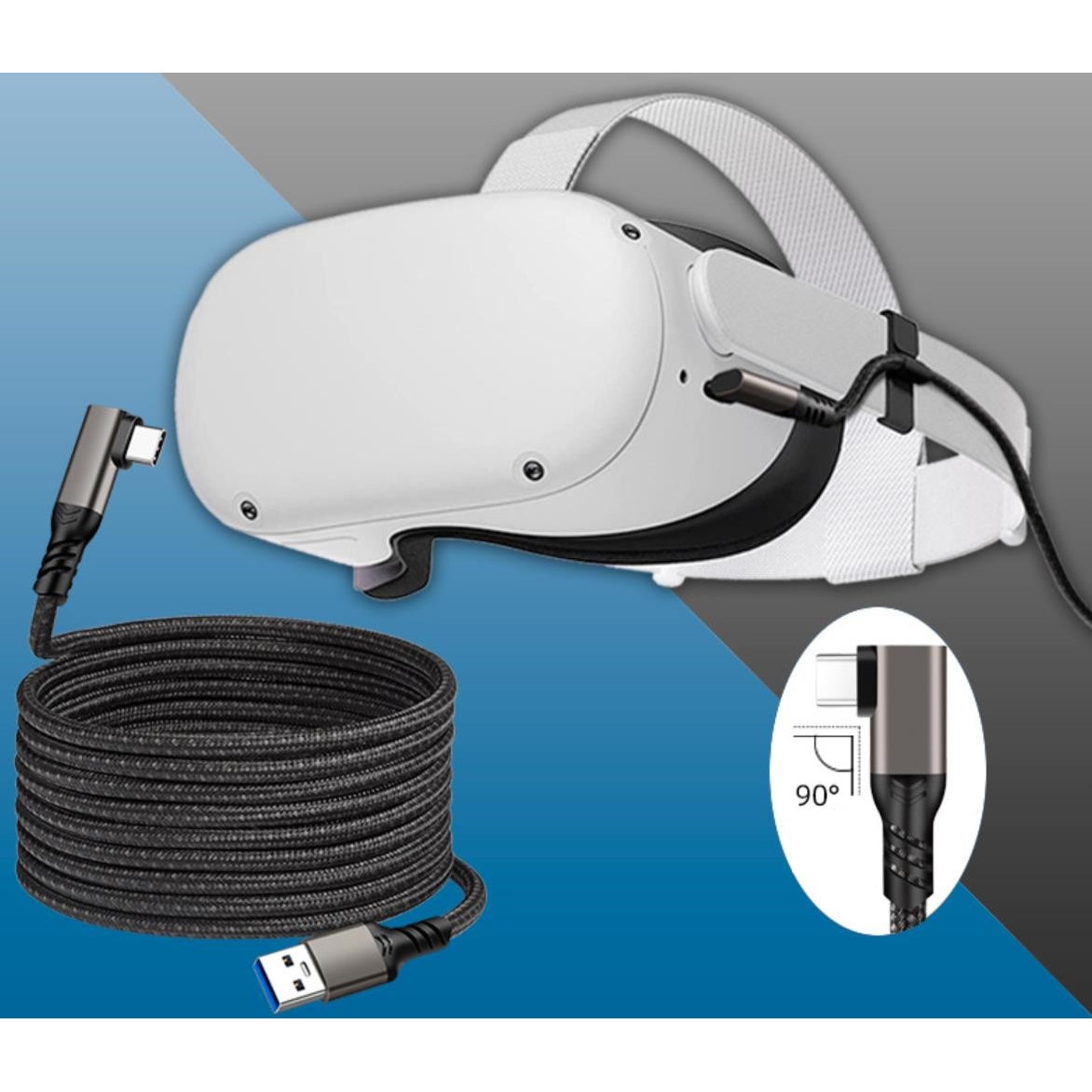 Cablu, USB-C, Compatibil cu Oculus Quest 2, 3m, Negru - eMAG.ro