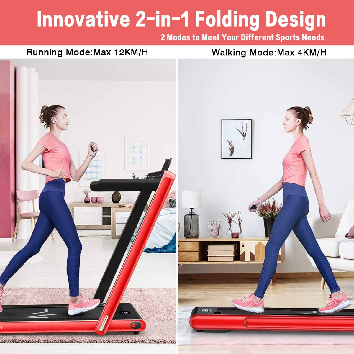 Banda de mers/alergat electrica pliabila, T4000 plus, rosu, TheWay ...