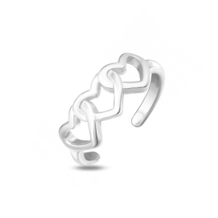 Cercel ear cuff Triple Hearts din argint 925, model pentru ureche ...