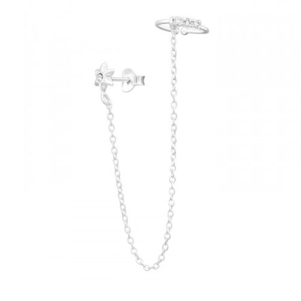 Cercel ear cuff Star Ear Jackets din argint 925, model pentru ureche ...