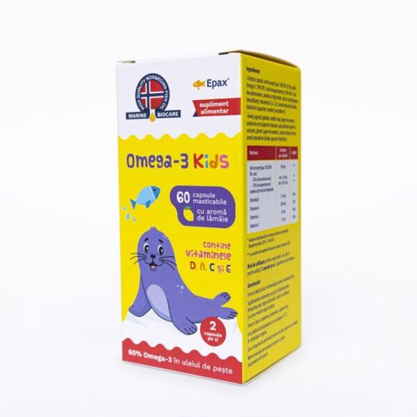 Omega-3 Kids, 60 capsule masticabile, Marine Biocare - eMAG.ro