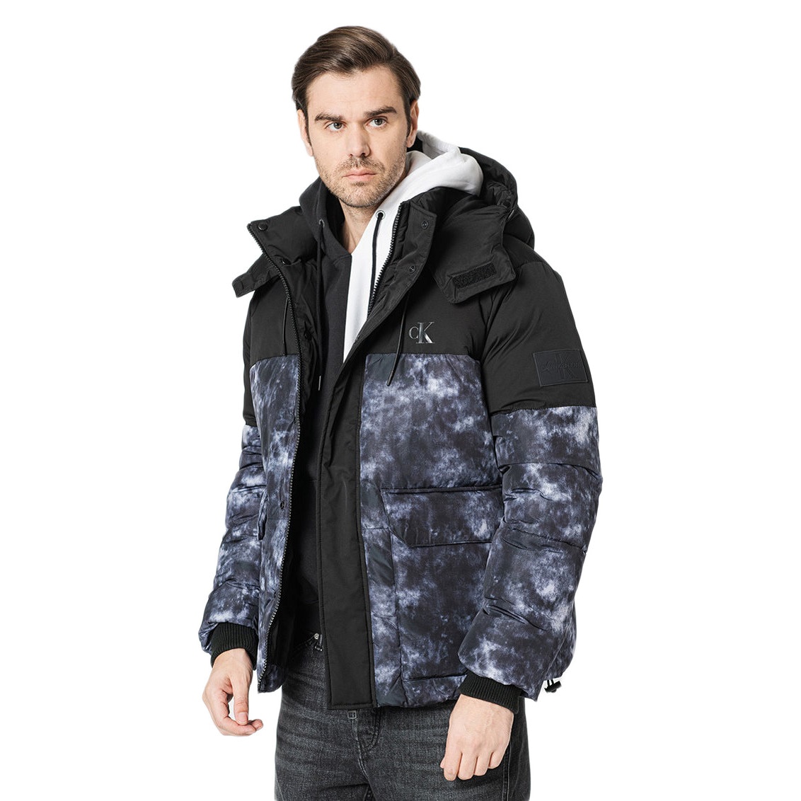Яке с качулка Calvin Klein Jeans Cloud Print Puffer SKUJ30J316627 ...