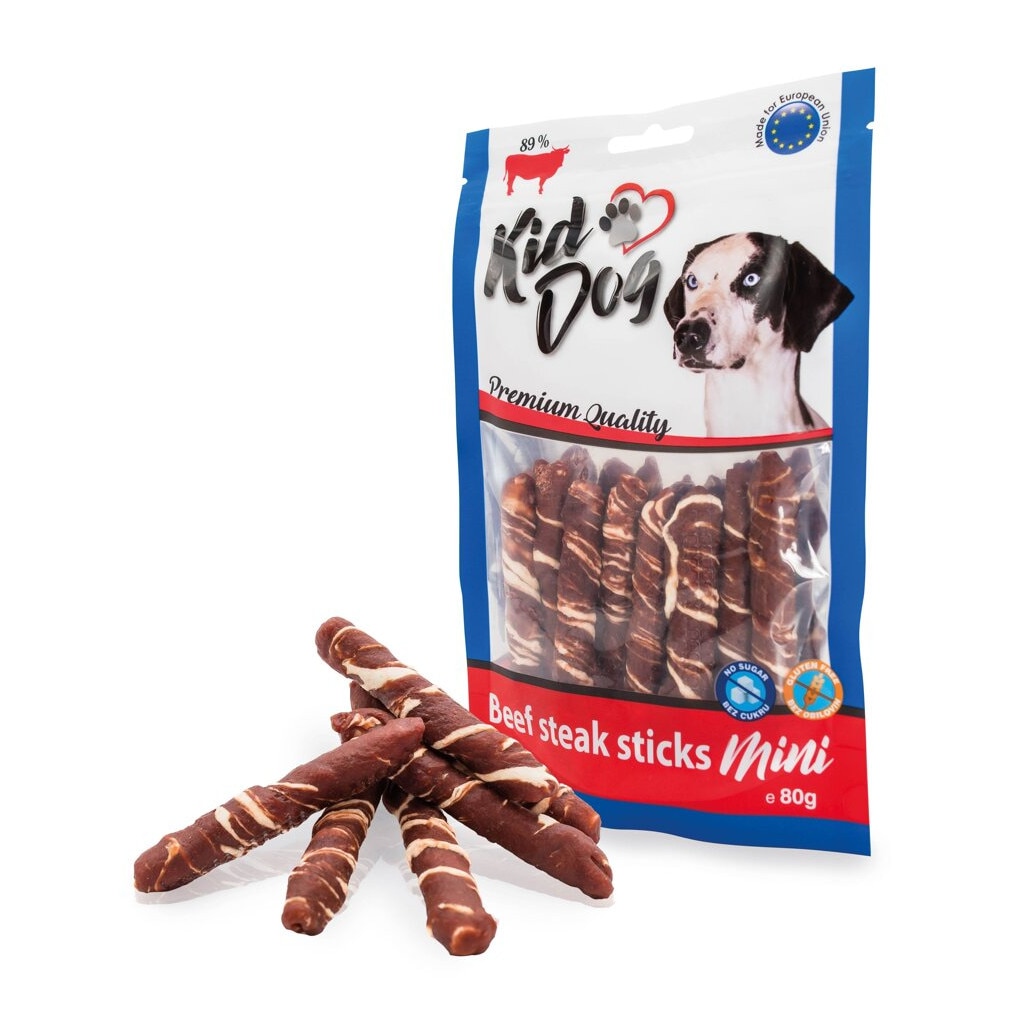 Set Recompensa, Kiddog, bat de Bivol 40% cu carne de Vita 46%, 80g ...