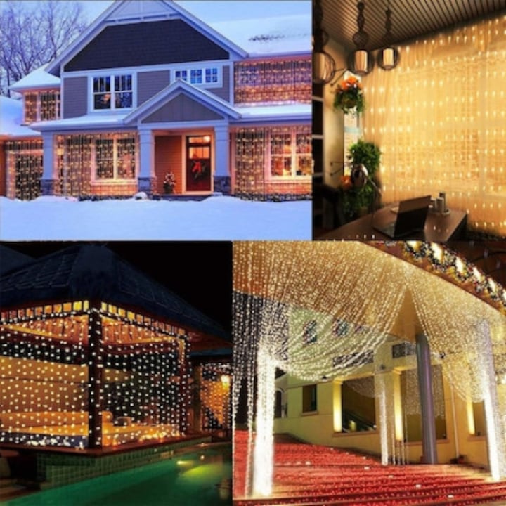 Instalatie, luminoasa, perdea, Telecomanda, inclusa, 300 de LED-uri ...