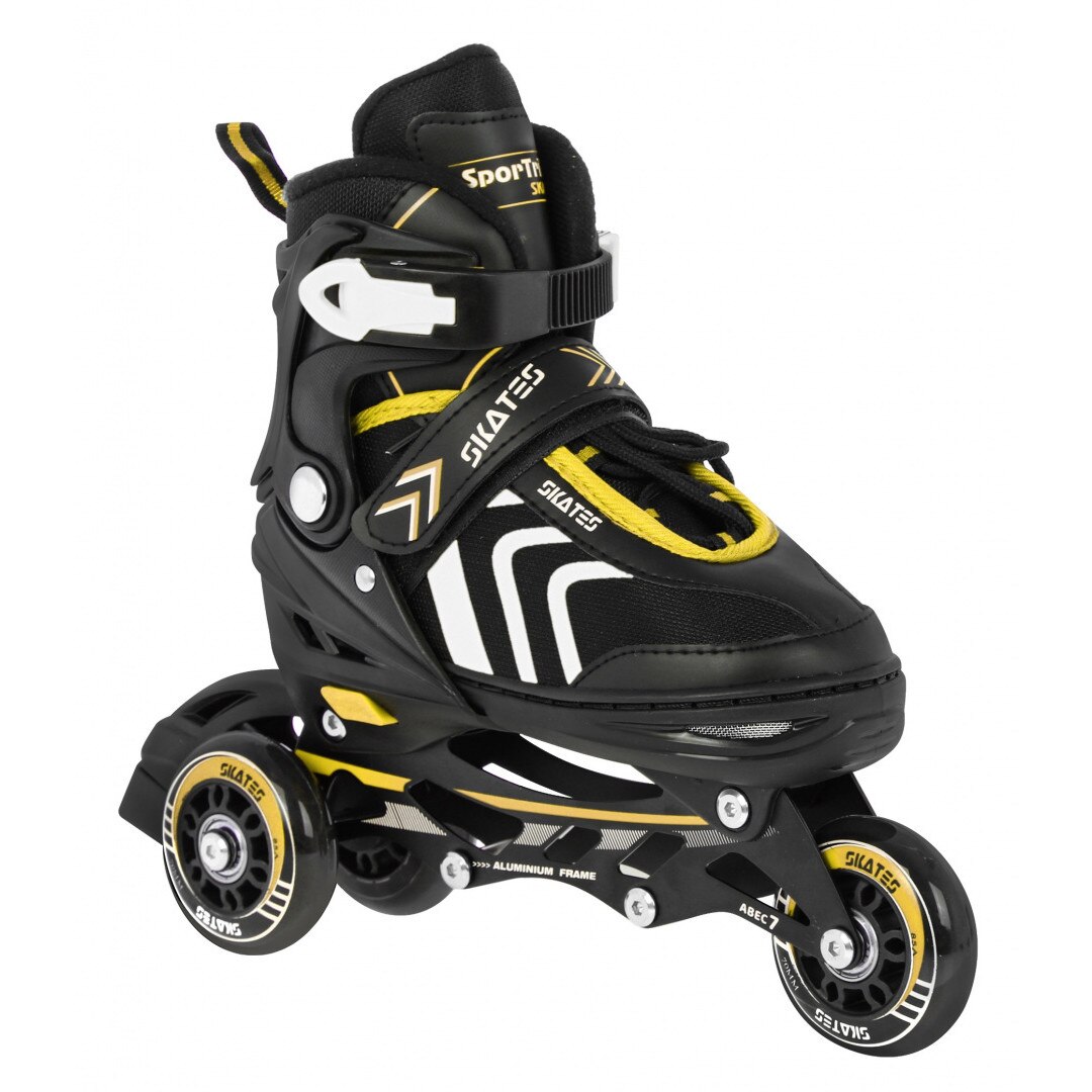 Role pentu copii SporTrike 4 in 1, marime 39-43, negru-galben - eMAG.ro