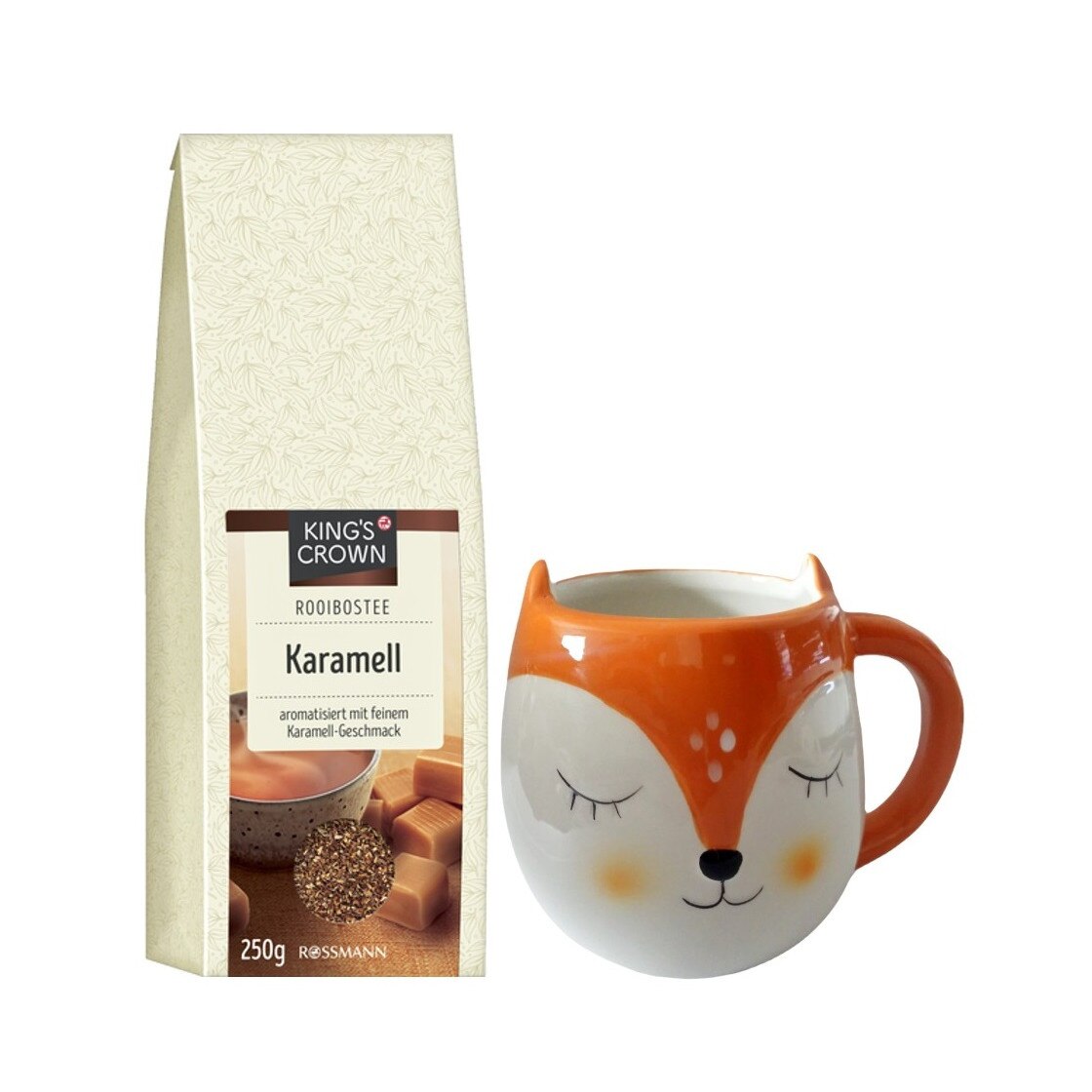 Set ceai Rooibos aromat cu aroma de caramel, King’s Crown, 250 gr cu ...