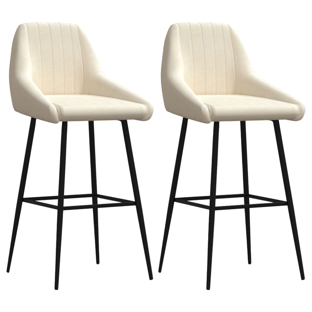 Set Scaune de bar vidaXL, 2 piese, crem, catifea - eMAG.ro