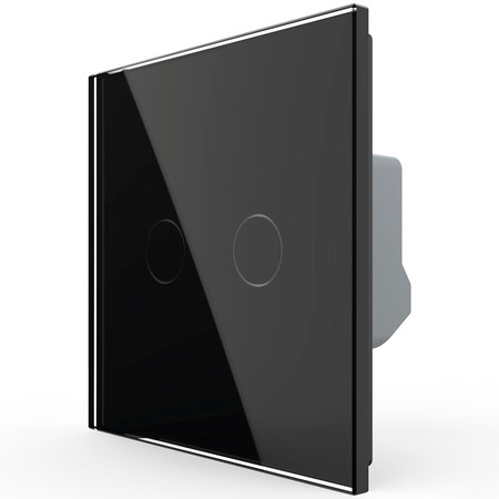 Intrerupator dublu cu touch Livolo VL-FC2-2G-2B, din sticla securizata ...
