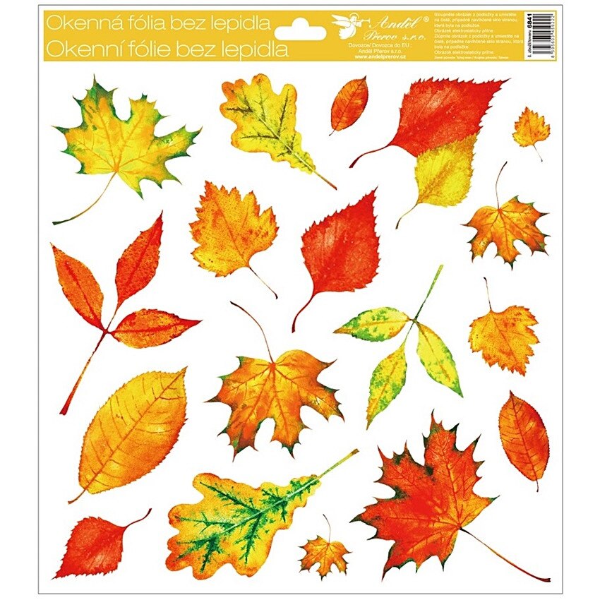 Sticker geam cu frunze colorate de toamna, 30 x 33.5 cm - eMAG.ro