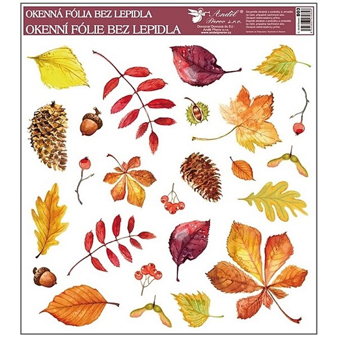 Sticker geam, frunze si fructe de toamna, 30 x 33.5 cm - eMAG.ro