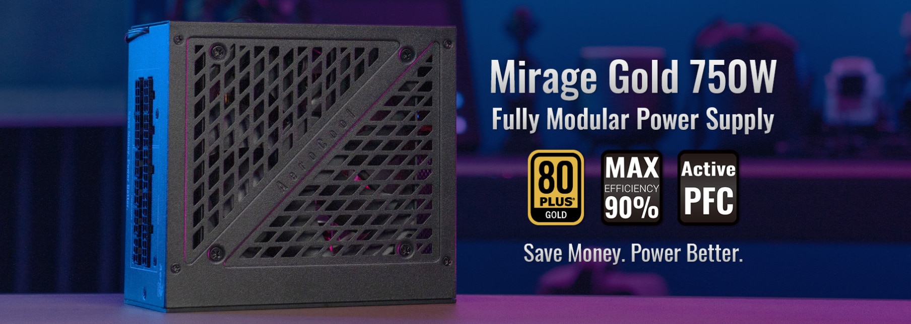 Захранващ блок Fully Modular Aerocool Mirage Gold 750W, Черно aRGB ...
