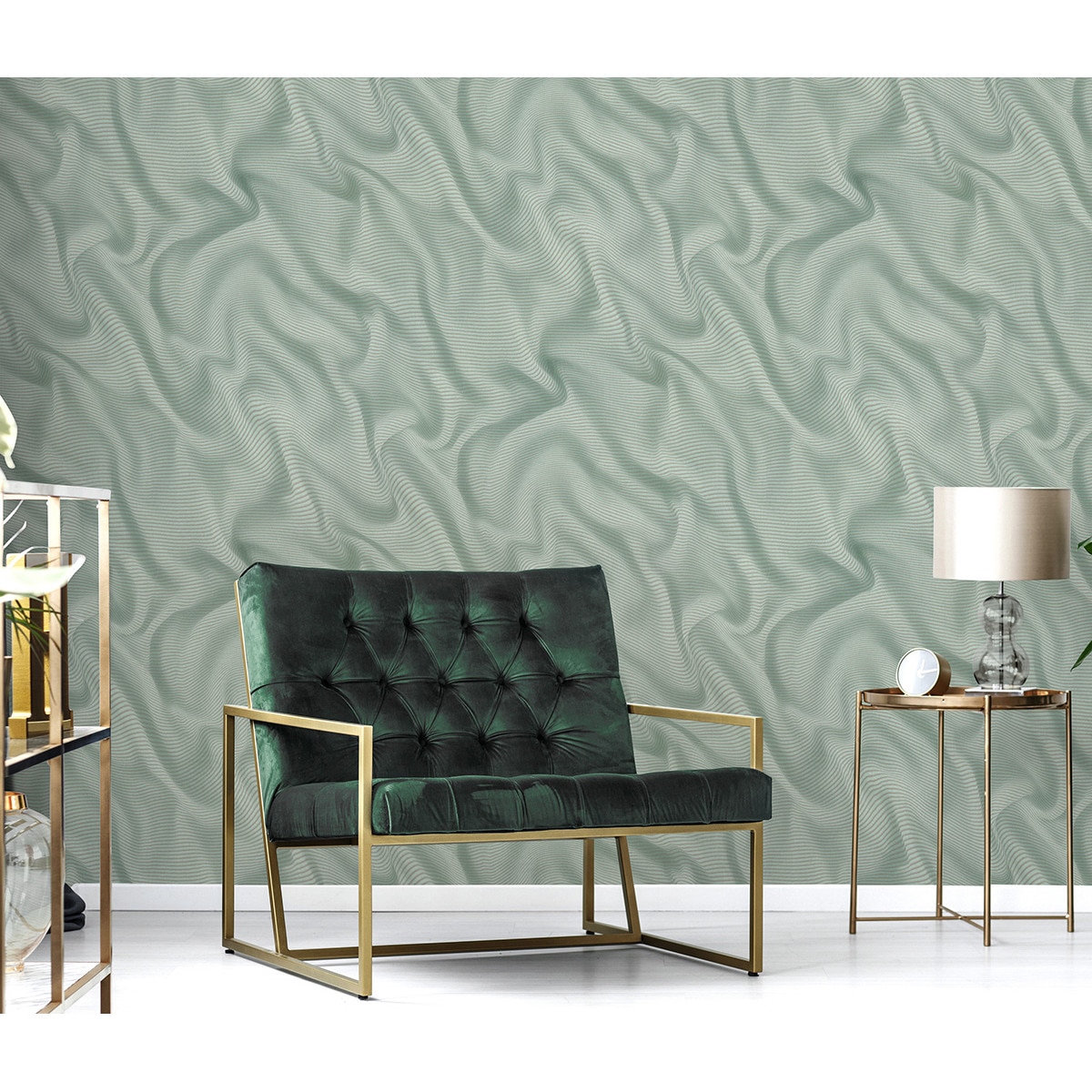 Tapet cu efect 3D, extralavabil, verde, living, hol, extralavabil ELLE ...