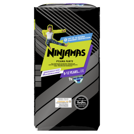 Пелени-гащички Ninjamas, Нощни, За момчета, 8-12 години, 27-43 кг, 9 ...
