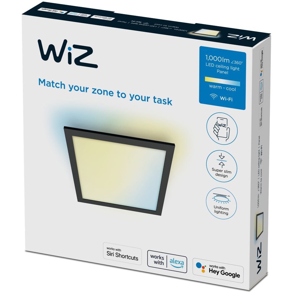 Panou LED inteligent WiZ Panel SQ, Wi-Fi, control vocal, 12W, 1000 lm ...