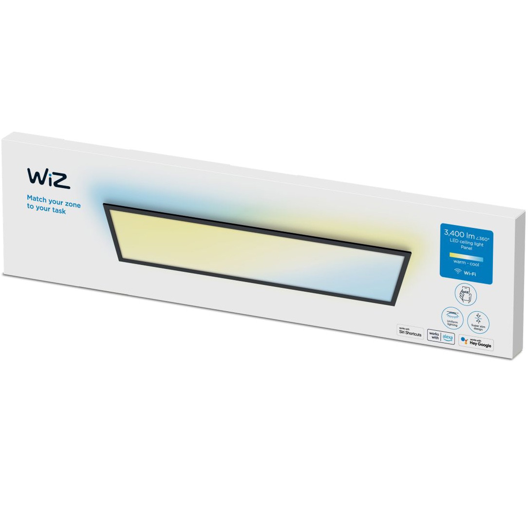 Panou LED inteligent WiZ Panel RT, Wi-Fi, control vocal, 36W, 3400 lm, lumina alba reglabila ...