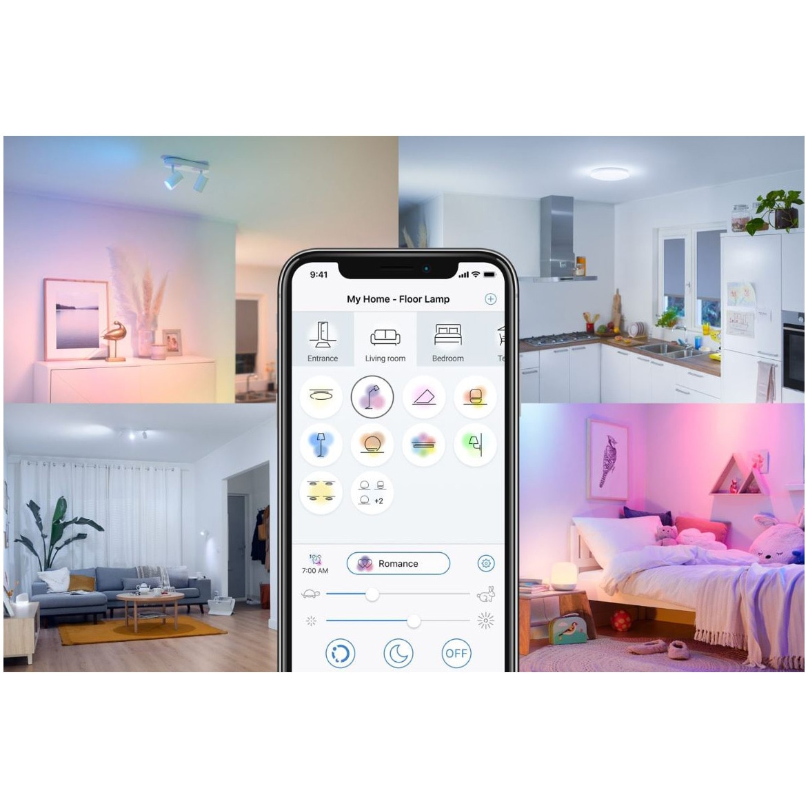 Lampadar LED RGB inteligent WiZ Pole Floor Light, Wi-Fi, control vocal ...