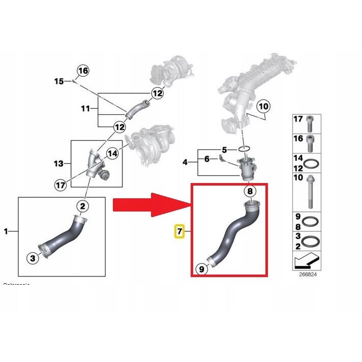 Furtun aer intercooler, Turborury, Bmw X5 F15 25d 25dx 11618515639 1161 ...