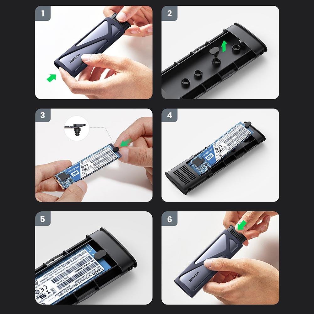 Carcasa Rack SSD M.2 NVMe si NGFF, Ugreen CM400, USB 3.2 Gen 2, 10Gbps ...