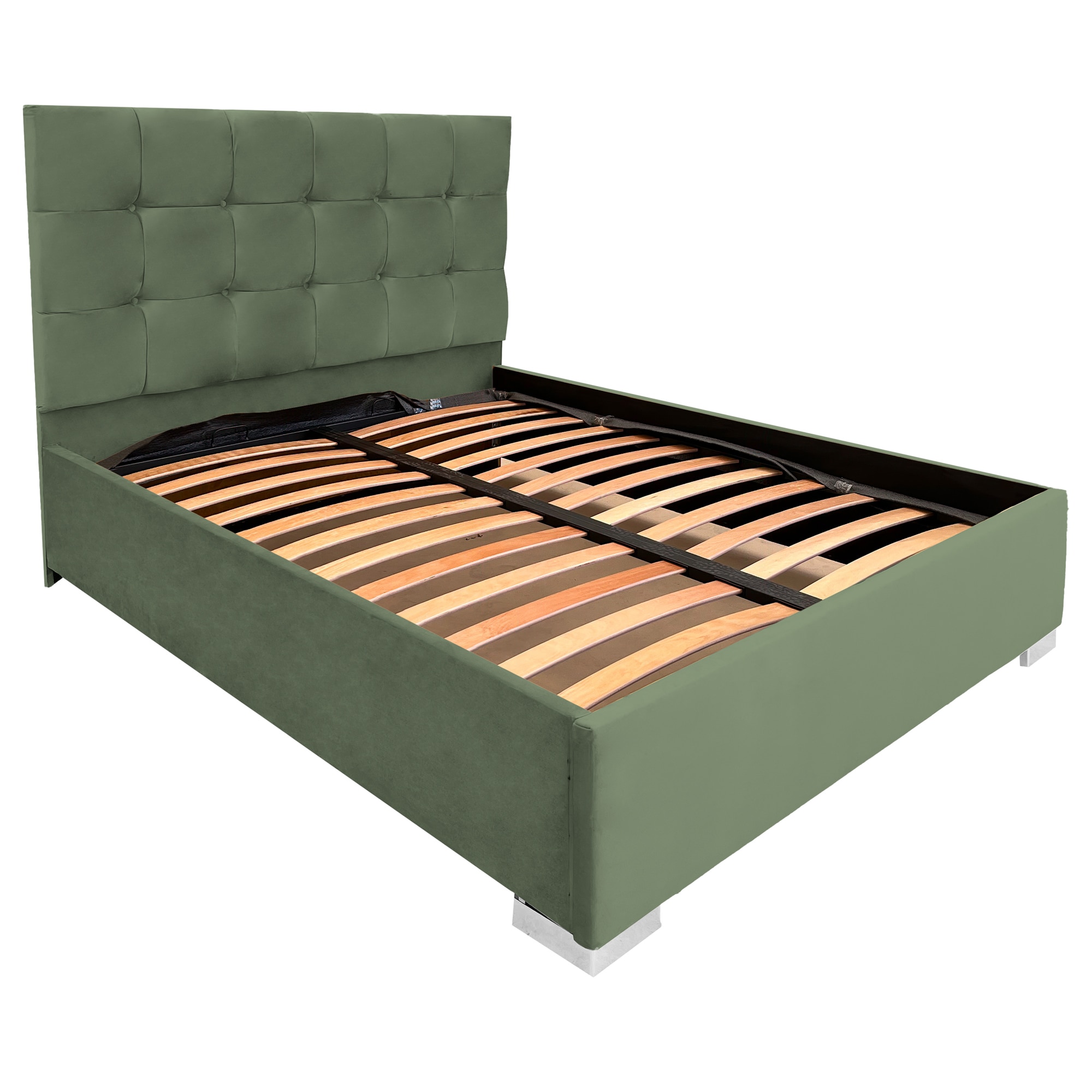 Pat Verona Clasic dublu cu somiera fara spatiu de depozitare, verde ...