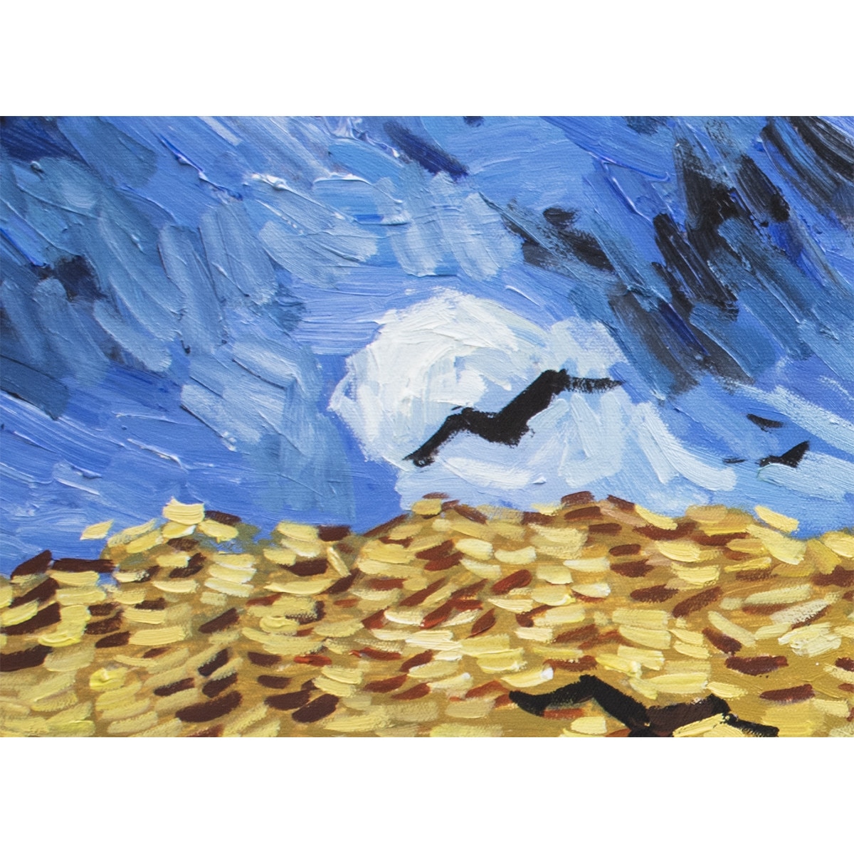 Tablou pictat manual Artnova, Lan de grau cu corbi, 120x60cm ulei pe ...