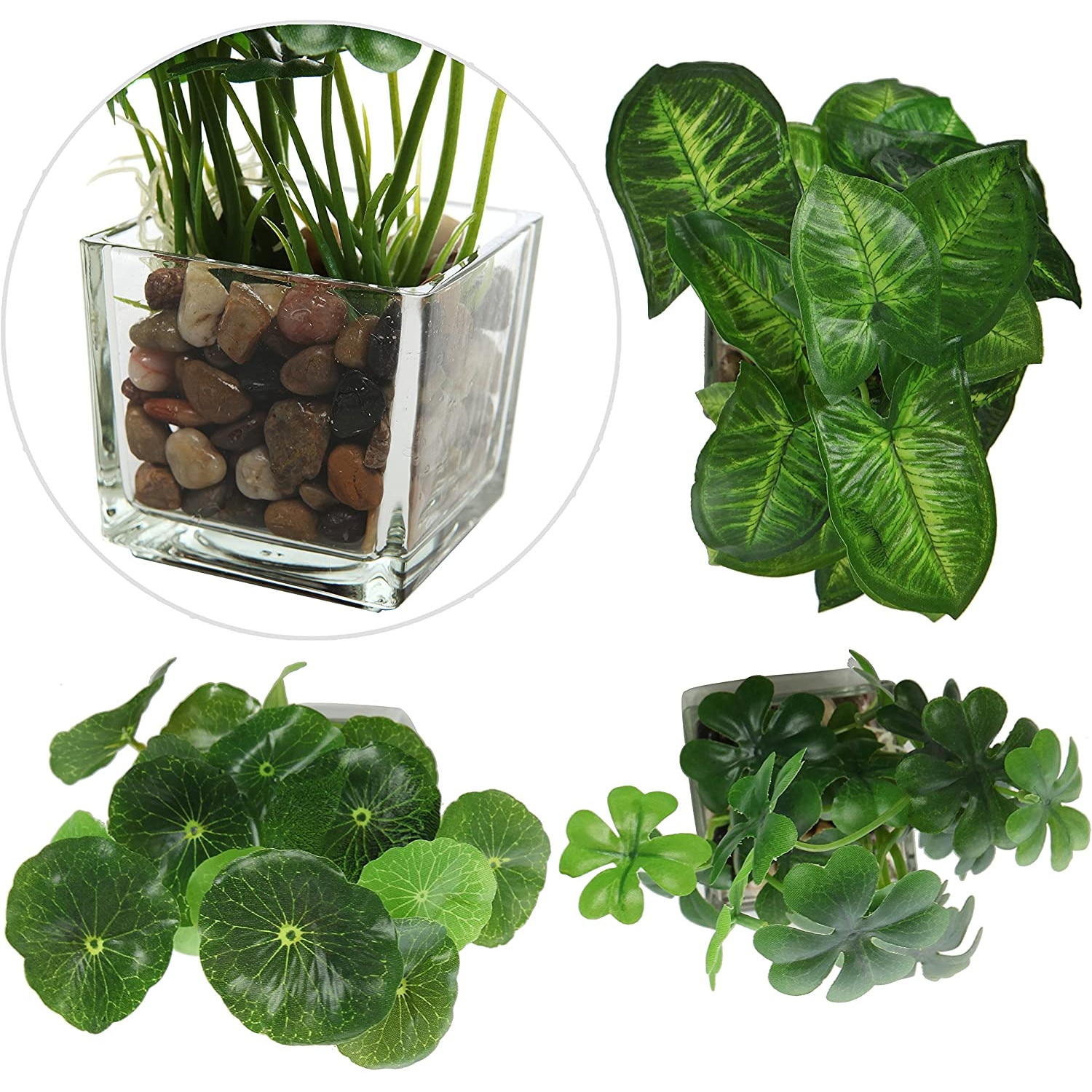 Set 3 Plante Artificiale In Ghiveci De Sticla Pentru Decor - eMAG.ro