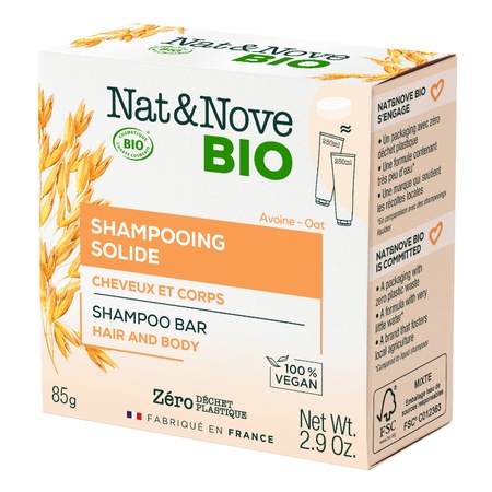 Sampon solid pentru par si corp, Nat & Nove Bio, Vegan, 80 g - eMAG.ro