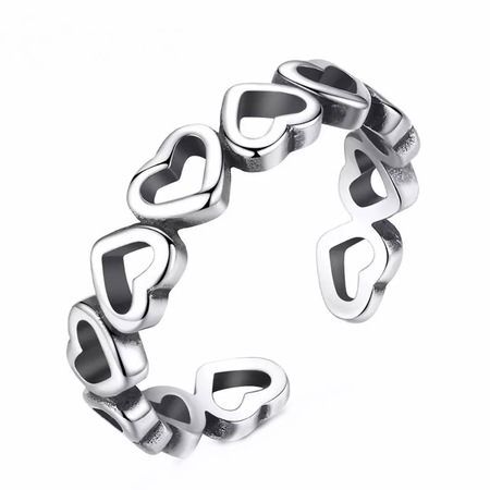 Inel reglabil din Argint placat cu Rodiu Vintage Open Heart - eMAG.ro