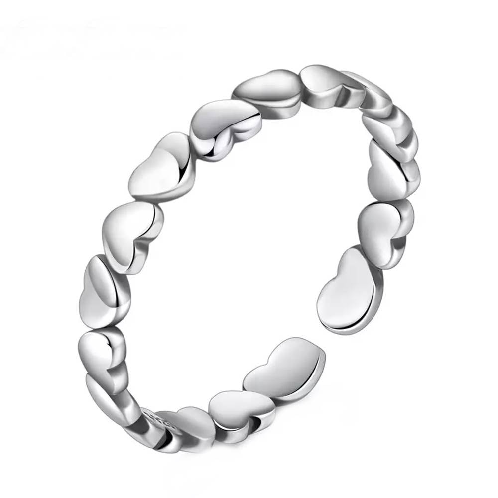 Inel reglabil din Argint placat cu Rodiu, Heart By Heart - eMAG.ro